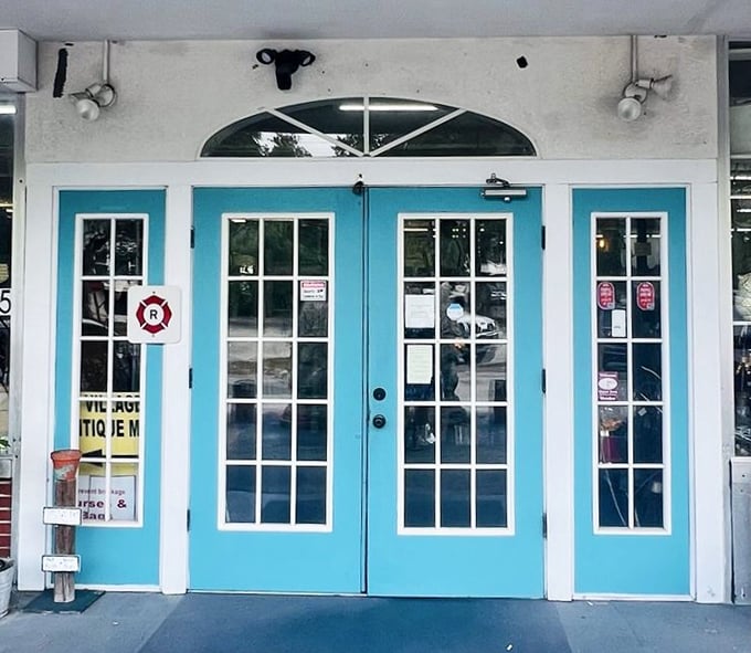 Those turquoise doors aren't just an entrance—they're a portal to decades past, where everything old becomes new again through fresh eyes.