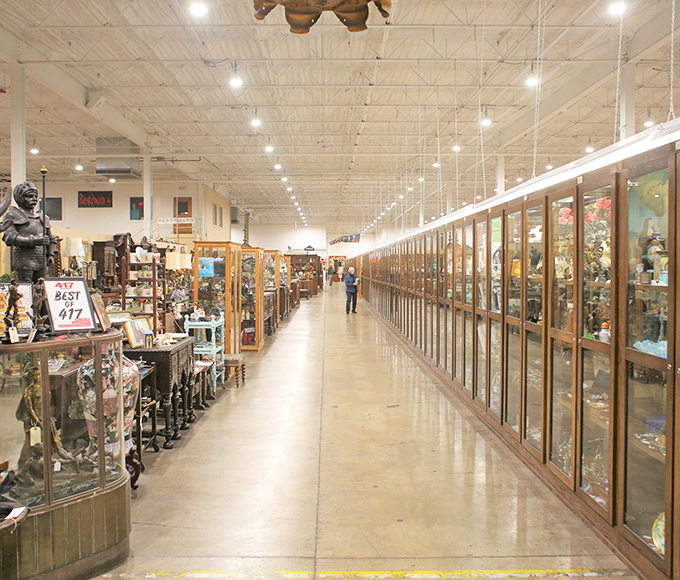 The endless corridor of display cases—a glass-lined gauntlet of temptation where willpower goes to die and credit cards come to play.