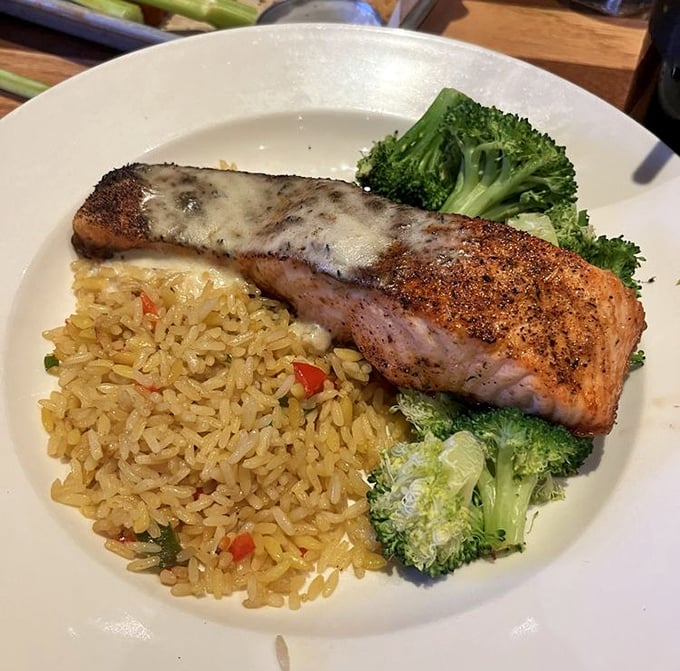Salmon that's perfectly seared on the outside, delicately flaky inside—proof that healthy eating doesn't have to feel like punishment.