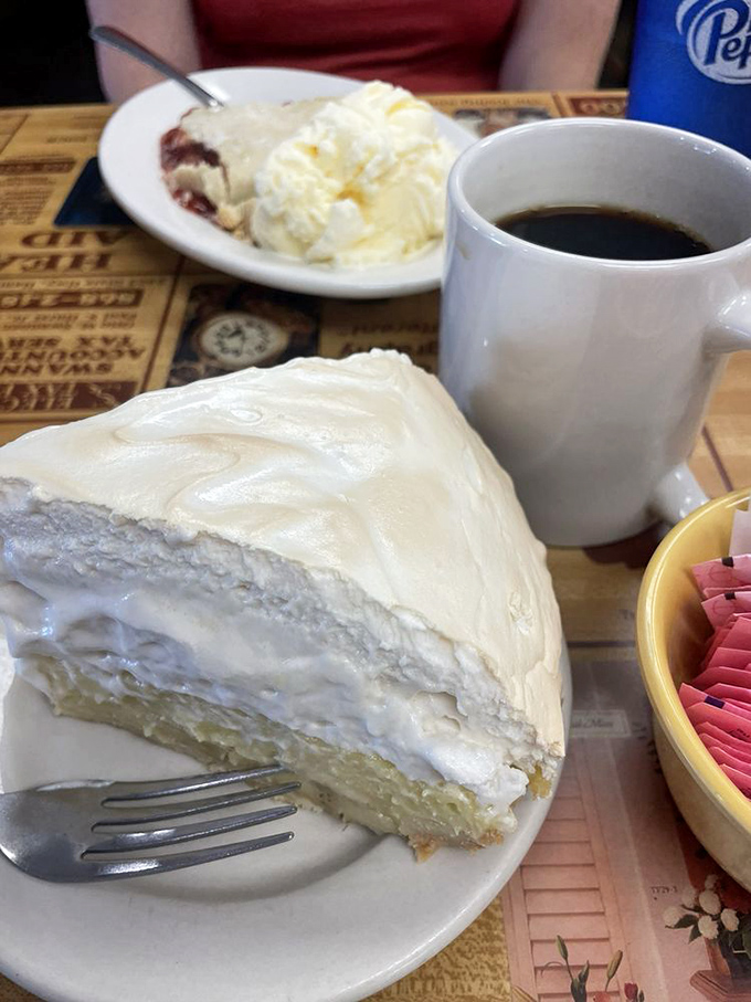 Banana cream pie with a mile-high crown of whipped cream—the kind dessert that makes strangers at neighboring tables ask, "What is THAT?"