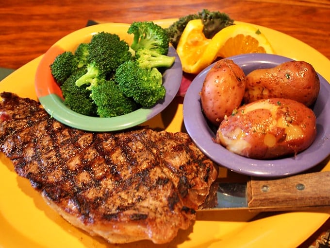 This steak didn't just get grilled—it got the respect it deserves. Crosshatched perfection with sides that know their supporting role in this meaty drama.