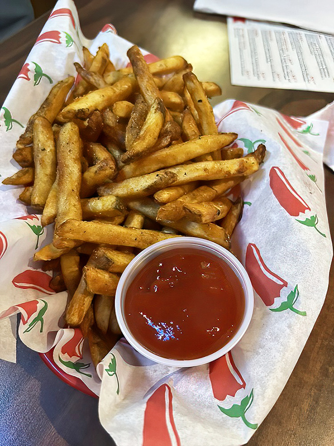 Fries that understand their supporting role but steal scenes anyway. Perfectly golden, properly salted, and unapologetically straightforward.