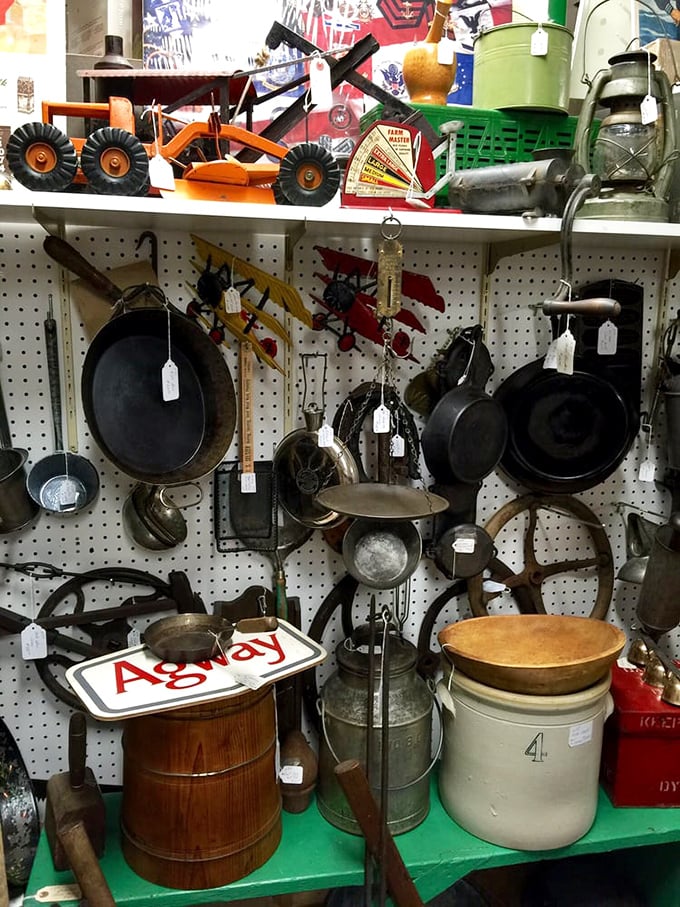 Cast iron cookware that's outlived several generations and is ready for more. That wooden butter churn has stories that would make your sourdough jealous.