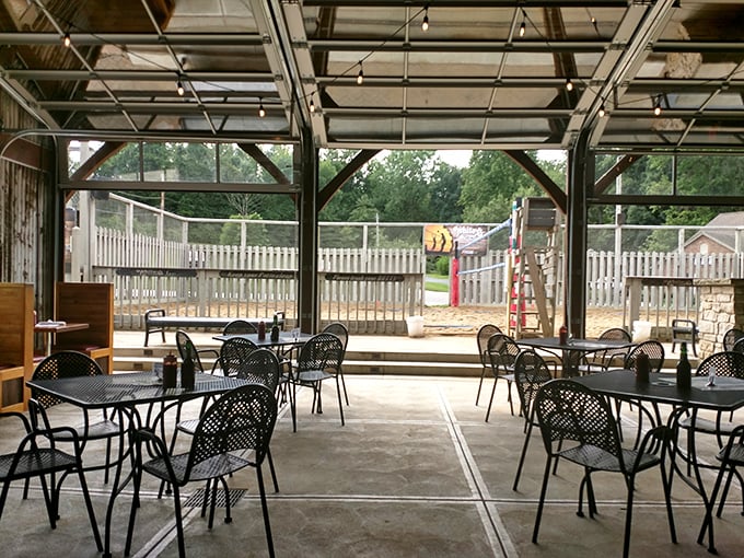When Ohio weather cooperates, this covered patio becomes the hottest real estate in Richfield—fresh air with a side of great food.