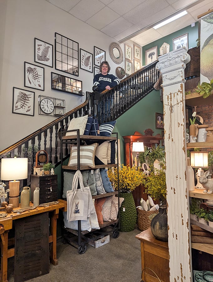 The multi-level shopping experience proves that treasure hunting is always better with a dramatic staircase for surveying your future purchases.