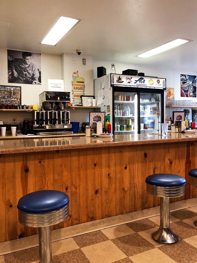 The vintage decor isn't manufactured nostalgia—it's the real deal, earned through decades of serving the community one perfect patty at a time.