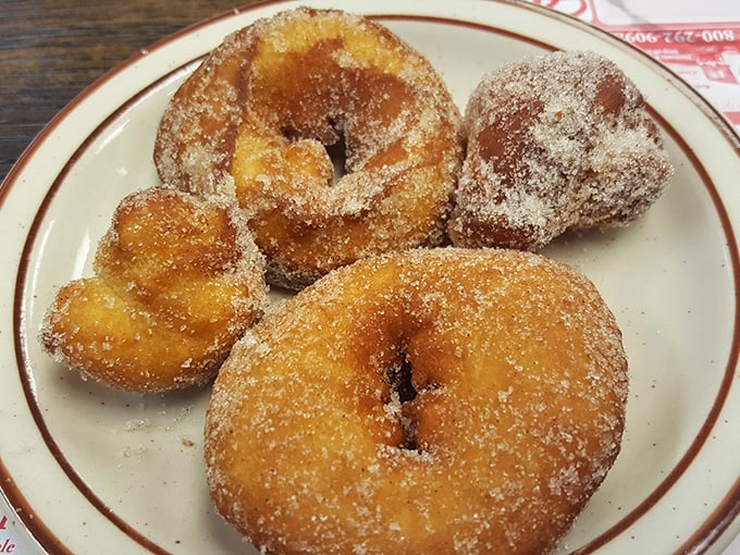 Donuts made while you wait—the original "worth the wait" food. That sugar coating isn't just sweetness, it's edible nostalgia dusted with childhood memories.