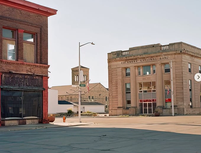 Historic bank buildings stand like architectural time capsules, reminding us that downtown Escanaba was built to last—unlike those flimsy strip malls along the highway.