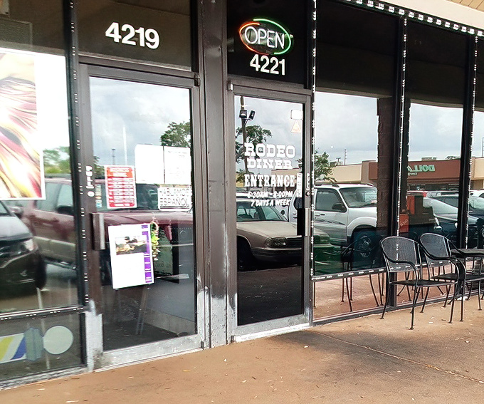The entrance might be modest, but it's a portal to one of Florida's hidden culinary gems—no password required, just an appetite.