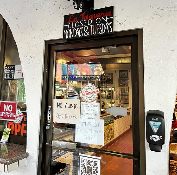 Even the entrance tells a story—closed Mondays and Tuesdays because legends need rest days too.