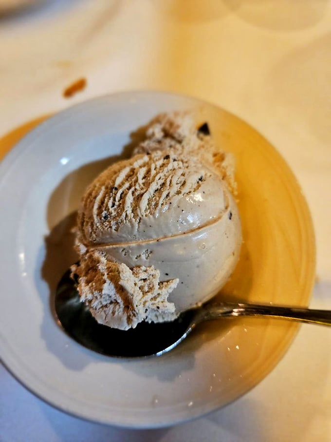 Ice cream that achieves that perfect balance between melting and holding its shape – the sweet finale to a meal that's already made you loosen your belt.