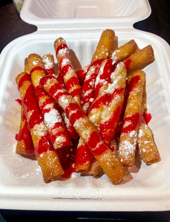 Funnel Cake Fries: Carnival food that graduated with honors. Crispy, sweet sticks of joy that make powdered sugar look like formal attire.