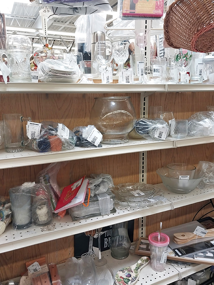 Crystal clear opportunities—glassware that once graced dinner parties now waits patiently for its next toast or family gathering.