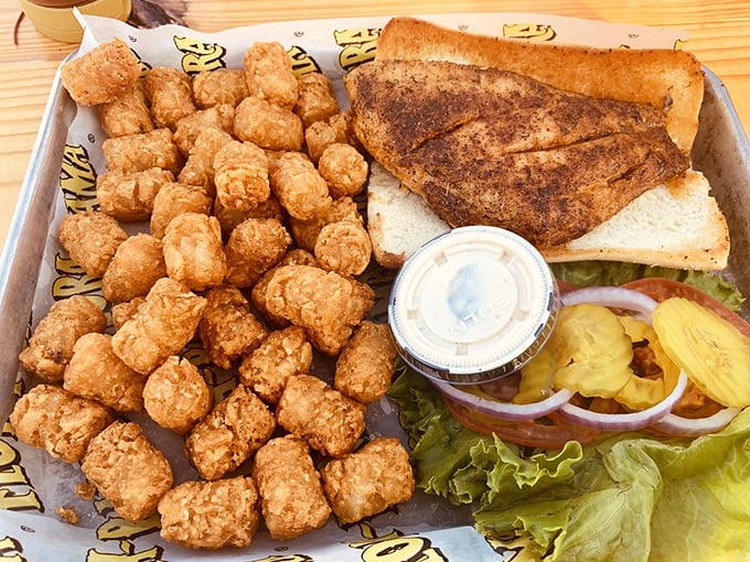 This fish sandwich with tater tots isn't just comfort food—it's a warm hug from the Gulf of Mexico itself.