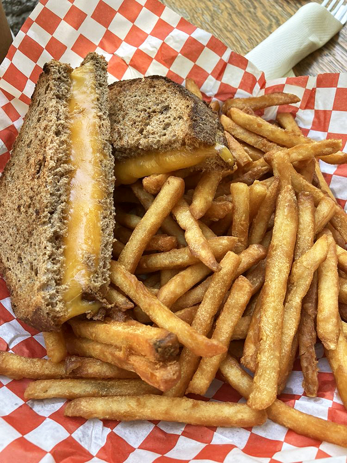 A grilled cheese sandwich so golden and melty it could restore your faith in simple pleasures. 