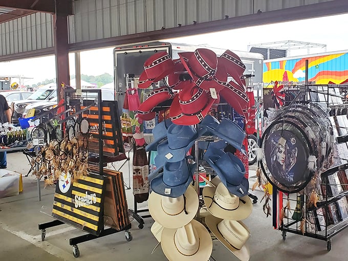 Cowboy hats in every shade stand ready for their forever homes – because in Ohio, you might not be a cowboy, but you can certainly dress like one.