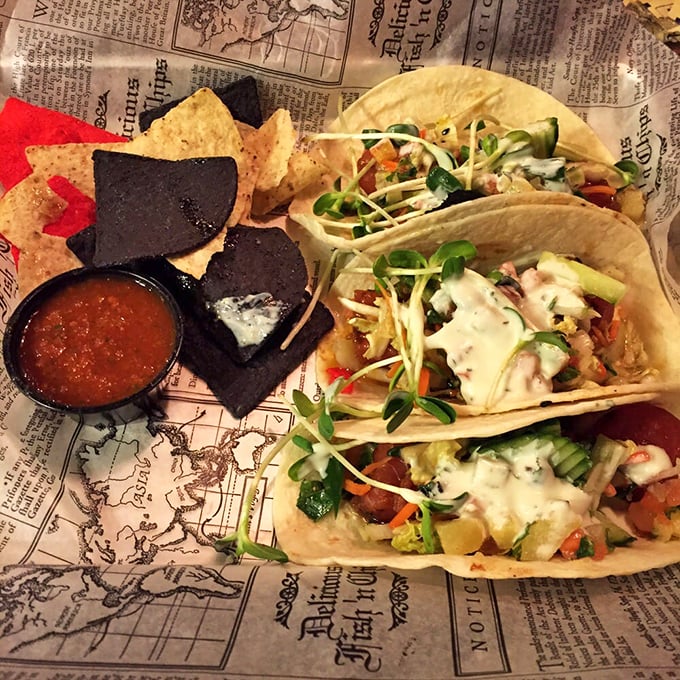 Tacos presented with the care of fine dining but the soul of street food. Those sprouts on top aren't just garnish—they're the crown jewels.