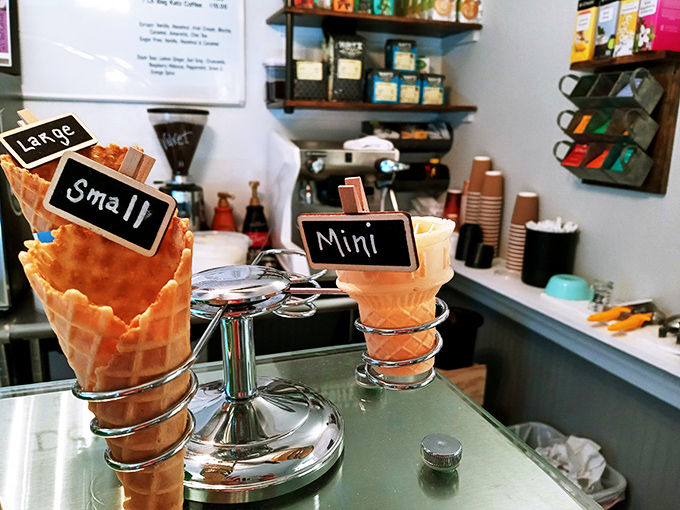 Size matters, especially in cone decisions. These handmade waffle vessels stand ready for whatever gelato adventure you choose.
