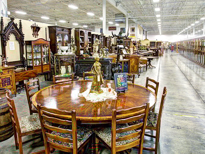 Dining in style never goes out of fashion—this magnificent round table with its gleaming finish awaits a family ready to create new memories around its edge.