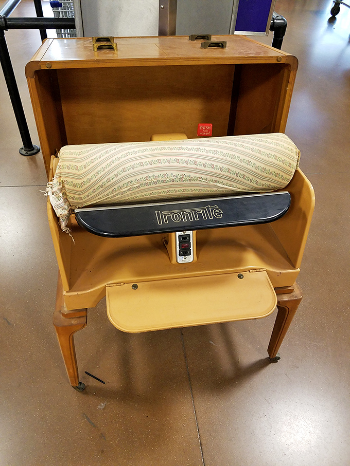 The "Ironrite" mangle press—a domestic time capsule from when ironing was serious business. Grandma would recognize this workhorse immediately.