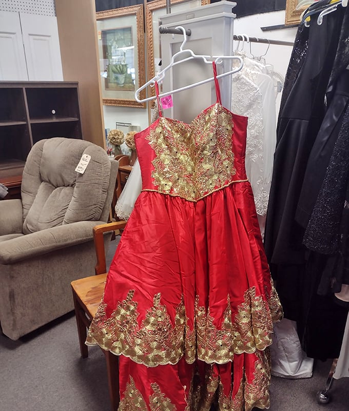 Formal wear that whispers of special occasions past and future—proof that glamour doesn't require emptying your savings account.