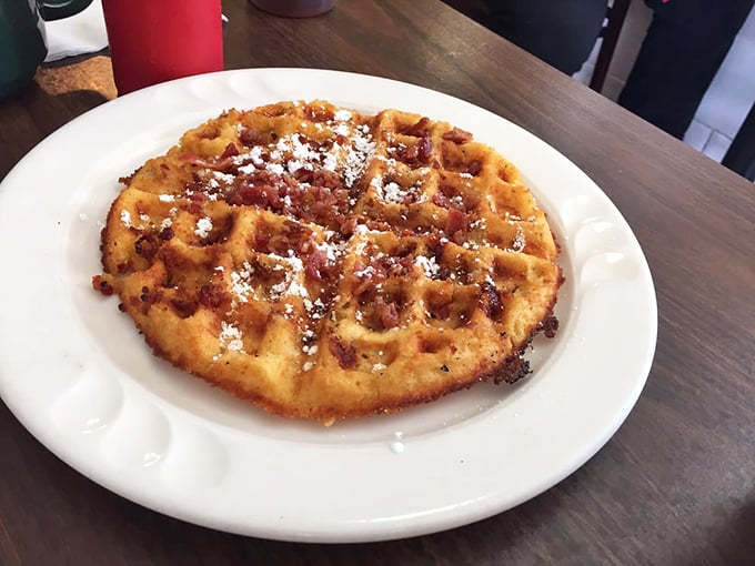 This isn't just a waffle—it's a maple-bacon masterpiece that makes pancakes nervous about their job security.