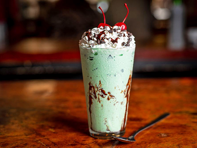 The mint chocolate chip milkshake – where "I'll just have a sip" becomes "I need one of my own" faster than you can say brain freeze.