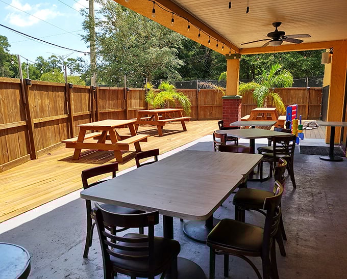 The outdoor patio offers al fresco dining with a side of Florida sunshine – nature's best seasoning.