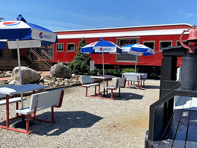 The outdoor seating area offers fresh air with your fresh food, proving that sometimes the best dining room has a ceiling of Ohio sky. 