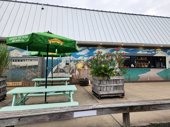 Outdoor seating with a view and a breeze—because seafood always tastes better with a side of fresh air and sunshine.