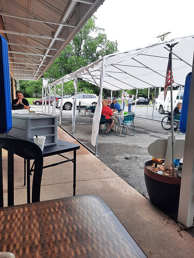 Outdoor dining under canvas—where pandemic adaptations became permanent pleasures. Delaware weather permitting, of course.