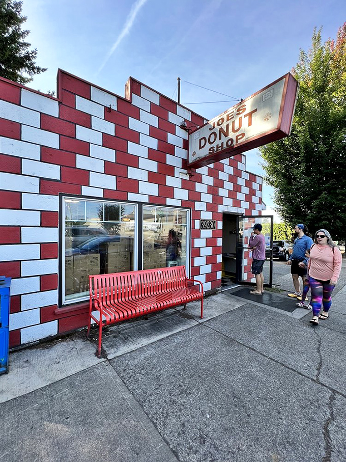The line outside Joe's isn't just people waiting—it's a community of soon-to-be-friends united by the universal language of "I need that donut now."