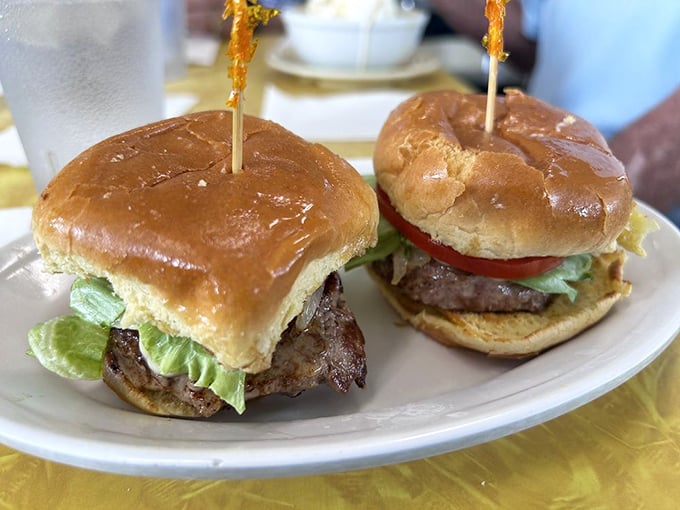 Prime rib sliders that prove Tom's takes their savory offerings as seriously as their sweet reputation.