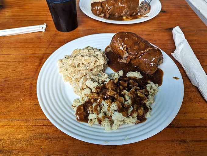 Sauerbraten represents hours of patient preparation resulting in fork-tender beef that melts like culinary poetry.