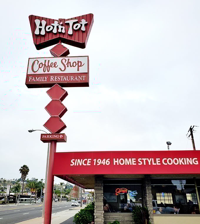 That classic mid-century signage doesn't just mark a restaurant—it's a landmark of culinary consistency in a world of fleeting food trends.