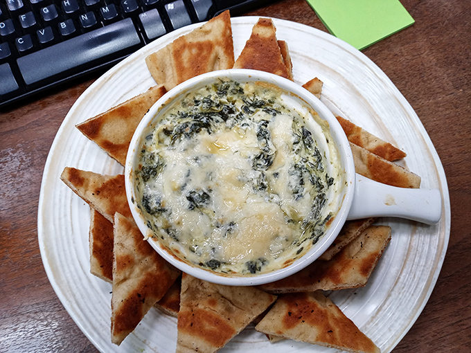 While not the typical Texas Tavern fare, this creamy spinach dip represents the evolution of comfort food—same philosophy, different generation.