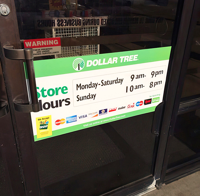 Store hours generous enough to accommodate both early birds and night owls—because bargain hunting shouldn't require scheduling acrobatics.