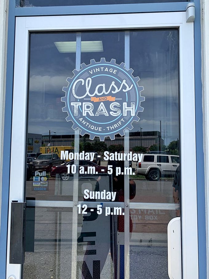 Business hours worth memorizing! The Class and Trash logo promises the perfect blend of upscale finds and delightful discoveries.