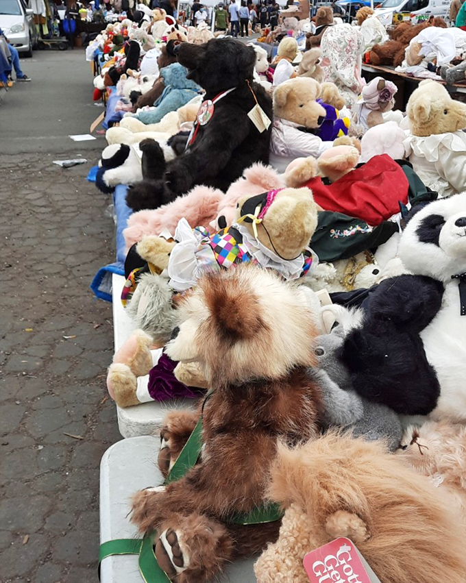 Teddy bear reunion—where childhood companions wait patiently for their next adventure with new owners and fresh hugs.