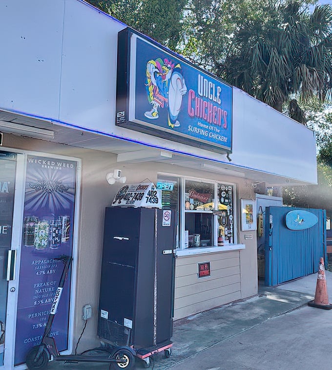 The takeout window—where dreams come true for those who want legendary chicken without changing out of beach clothes or flip-flops.