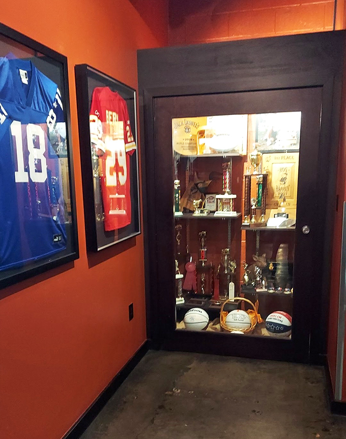Trophy case evidence that these folks take their barbecue competition seriously. You're not just eating dinner—you're experiencing award-winning craft.