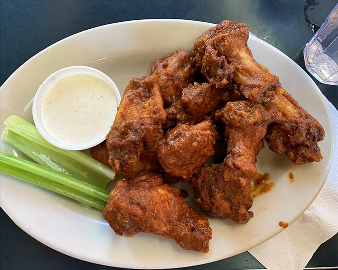 Wings that don't need fancy sauces to impress—just perfectly crispy skin, juicy meat, and a side of cool ranch for dipping.
