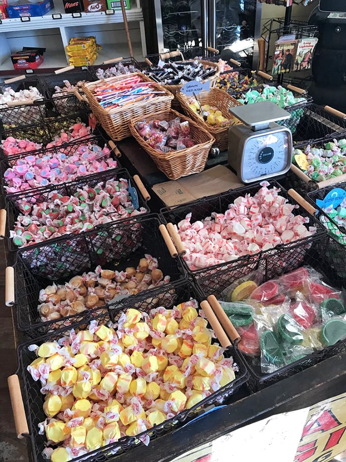 A rainbow of old-fashioned candies that would make Willy Wonka jealous. Childhood memories sold by the scoop.