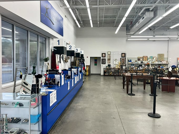The checkout counter—the finish line where victorious bargain hunters convert their discoveries into possessions with astonishingly small sums of money.