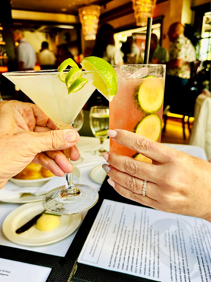 The clinky celebration of vacation spirits—where lime wedges serve as little green bookends to the story of your perfect evening.