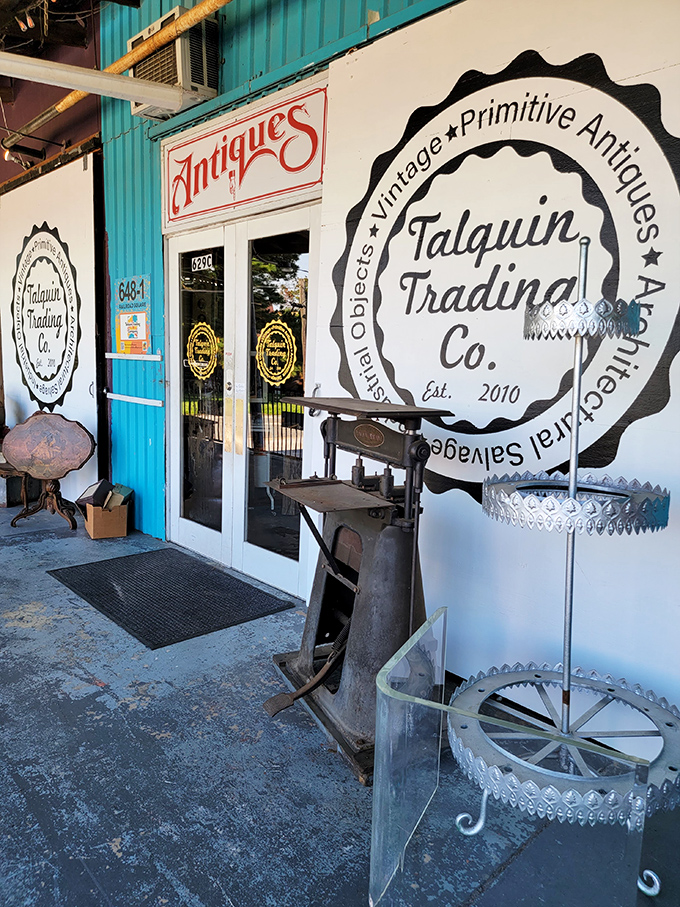 The entrance beckons with promises of "Vintage," "Primitive," and "Antiques" – the holy trinity of treasure hunting in Tallahassee.