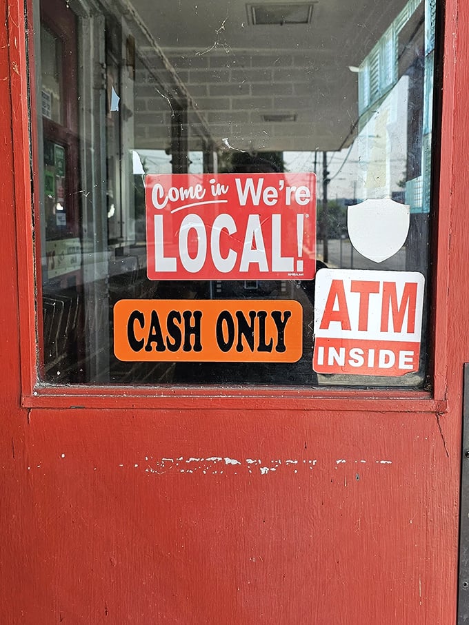 "Come in We're LOCAL!" – the door signs tell you everything about the diner's philosophy before you even grab a menu.