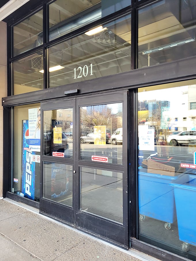 The entrance to wonderland—where the address (1201) might as well be code for "thousands of possibilities behind these doors."