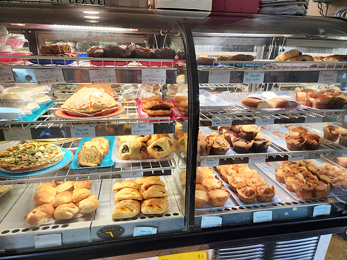 The pastry case of dreams. Like a museum of carbohydrates where everything is both art and completely edible—no alarms will sound when you touch.