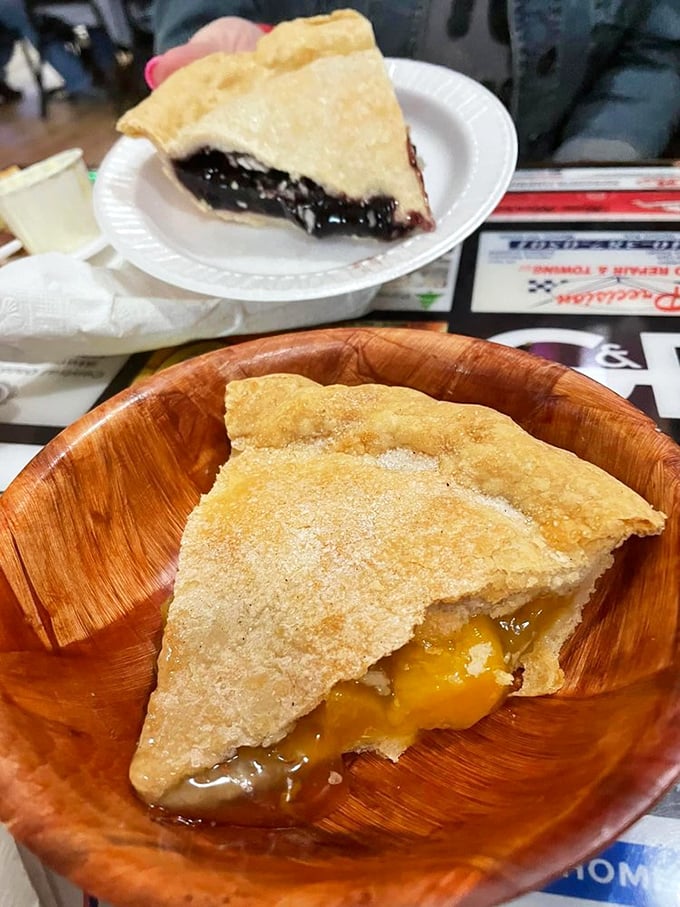 Two pies having a heart-to-heart on the table. One dark and mysterious, one golden and sunny – the buddy comedy we didn't know we needed.